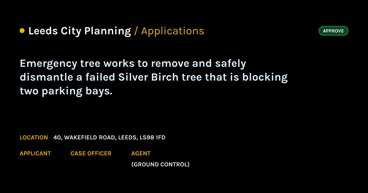 Planning Application 25/05274/TR Details — Leeds